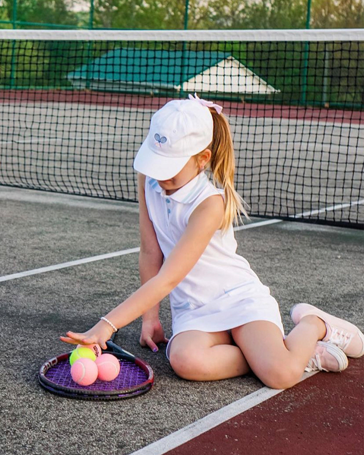 Tennis Bow Baseball Hat (Girls) | Bits & Bows