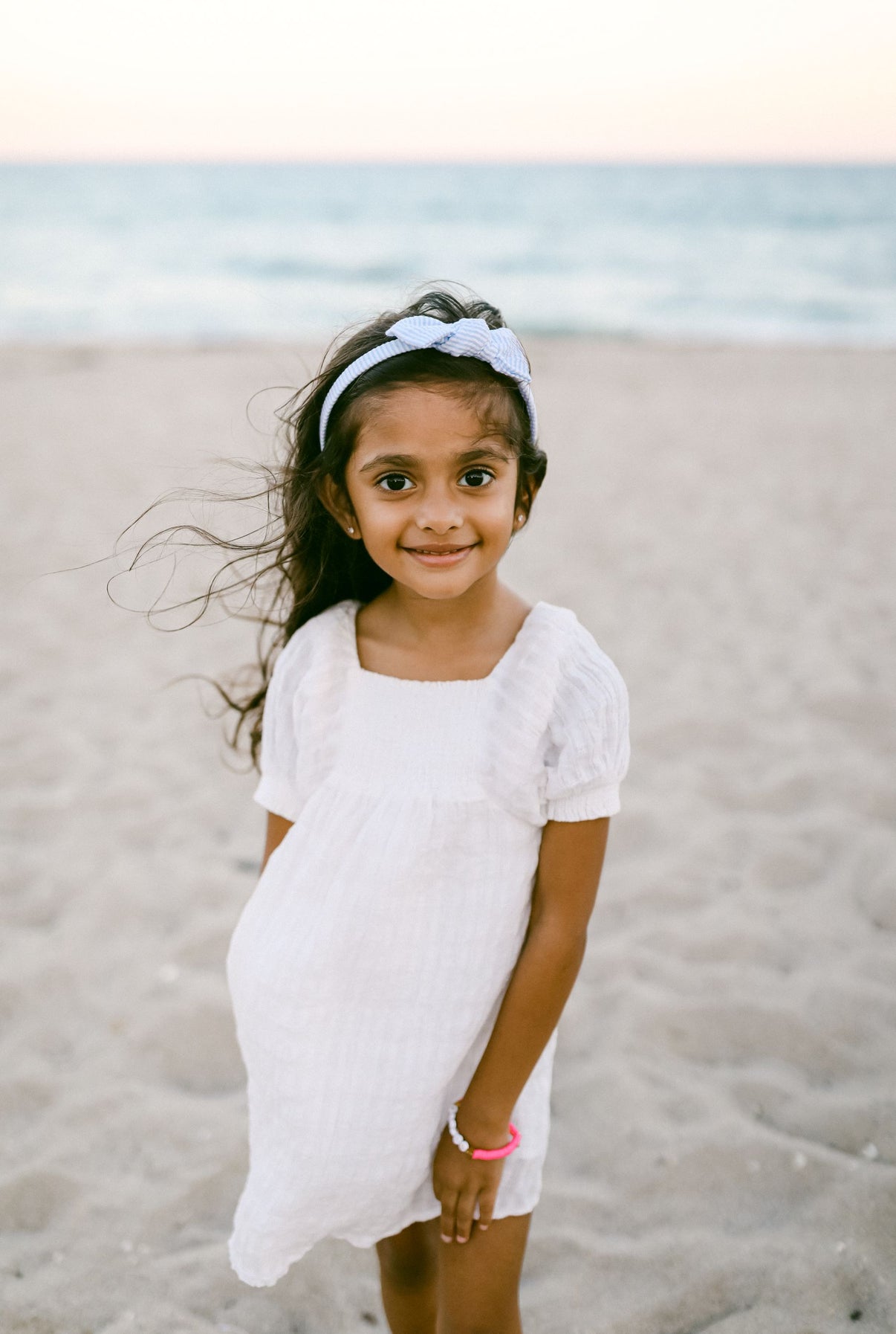 Seersucker Bow Headband in Blue/White – Bits & Bows