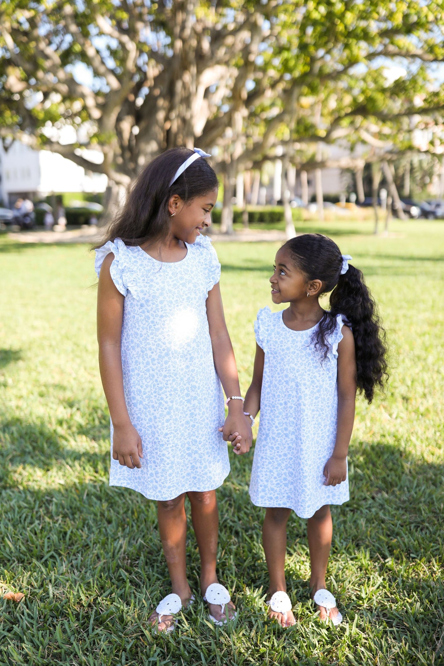 Seersucker Bow Headband in Blue/White – Bits & Bows